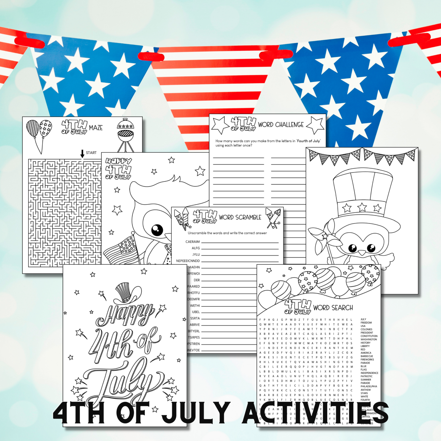 Free Printable 4th of July Activity Pages for Kids of All Ages