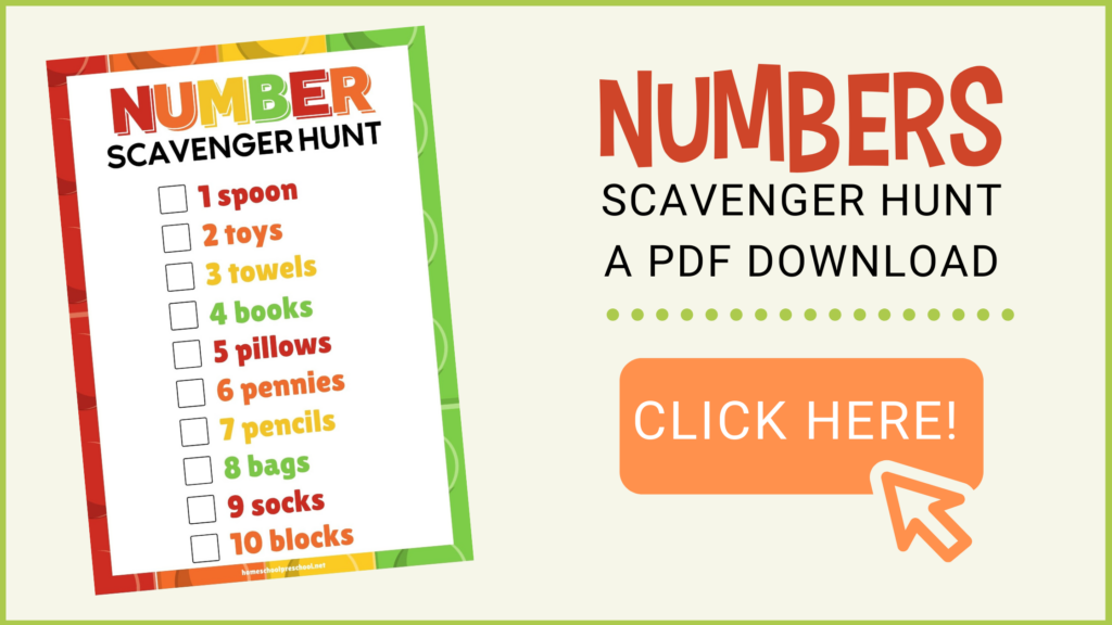 Free Printable Number Scavenger Hunt for Preschoolers