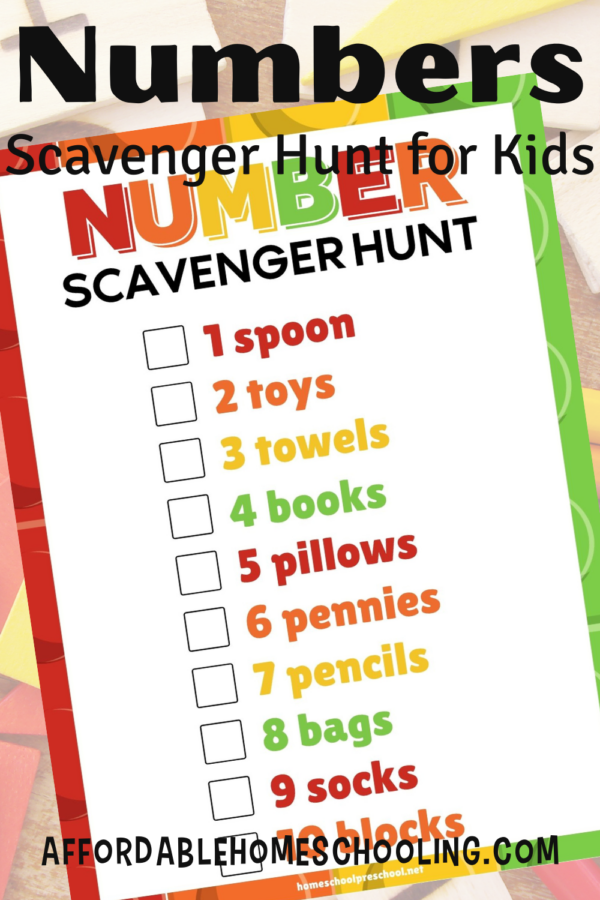 Free Printable Number Scavenger Hunt for Preschoolers