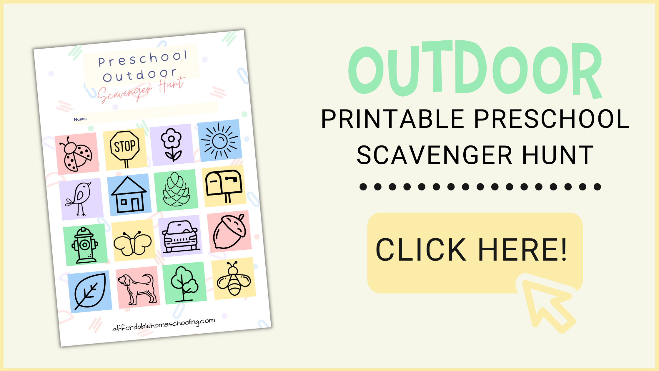 Free Printable Preschool Outdoor Scavenger Hunt