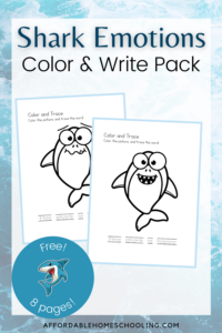 Free Printable Shark Emotions Color and Write Pages
