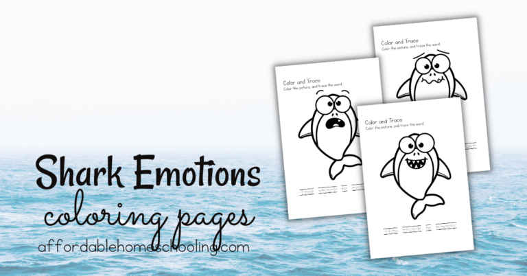 Free Printable Shark Emotions Color and Write Pages