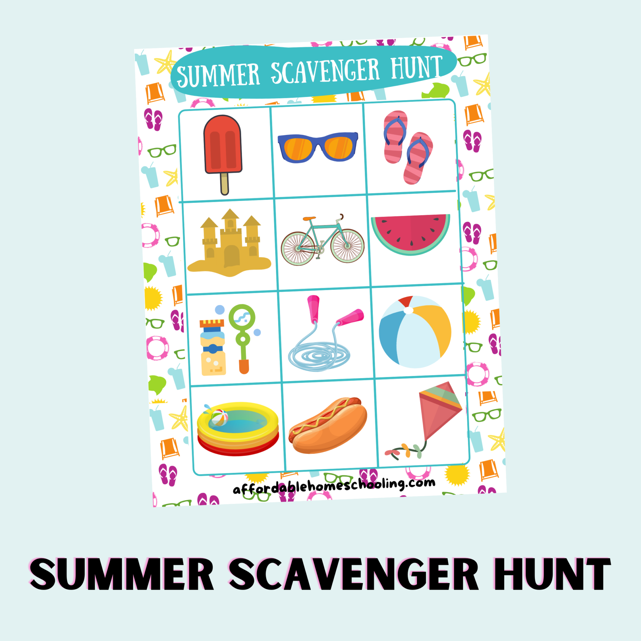 Free Printable Summer Outdoor Scavenger Hunt for Kids