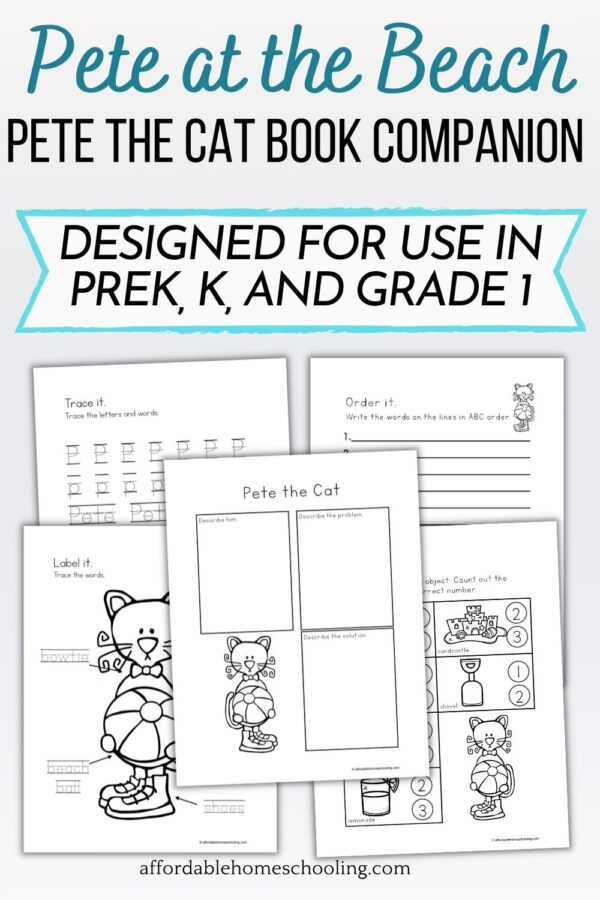 Free Printable Pete the Cat at the Beach Worksheets