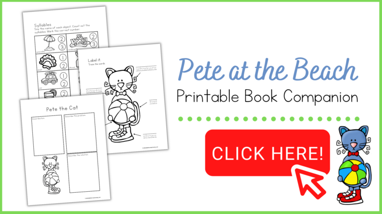 Free Printable Pete the Cat at the Beach Worksheets