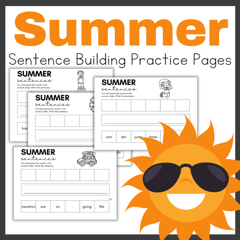Sentence Sequencing Summer Cut and Paste Worksheets