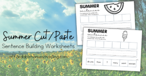 Sentence Sequencing Summer Cut and Paste Worksheets