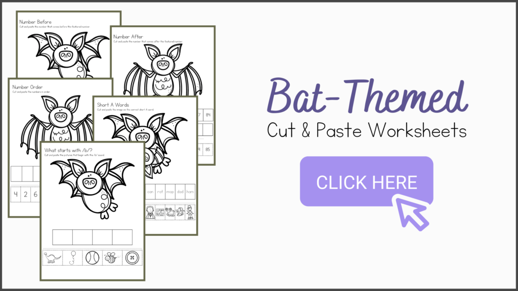 Free Printable Bat Cut and Paste Activities for Kindergarten