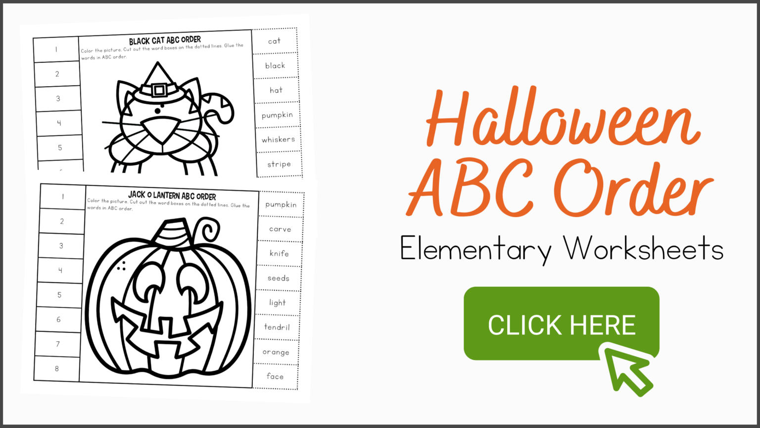 Free Halloween Cut and Paste ABC Order Worksheets