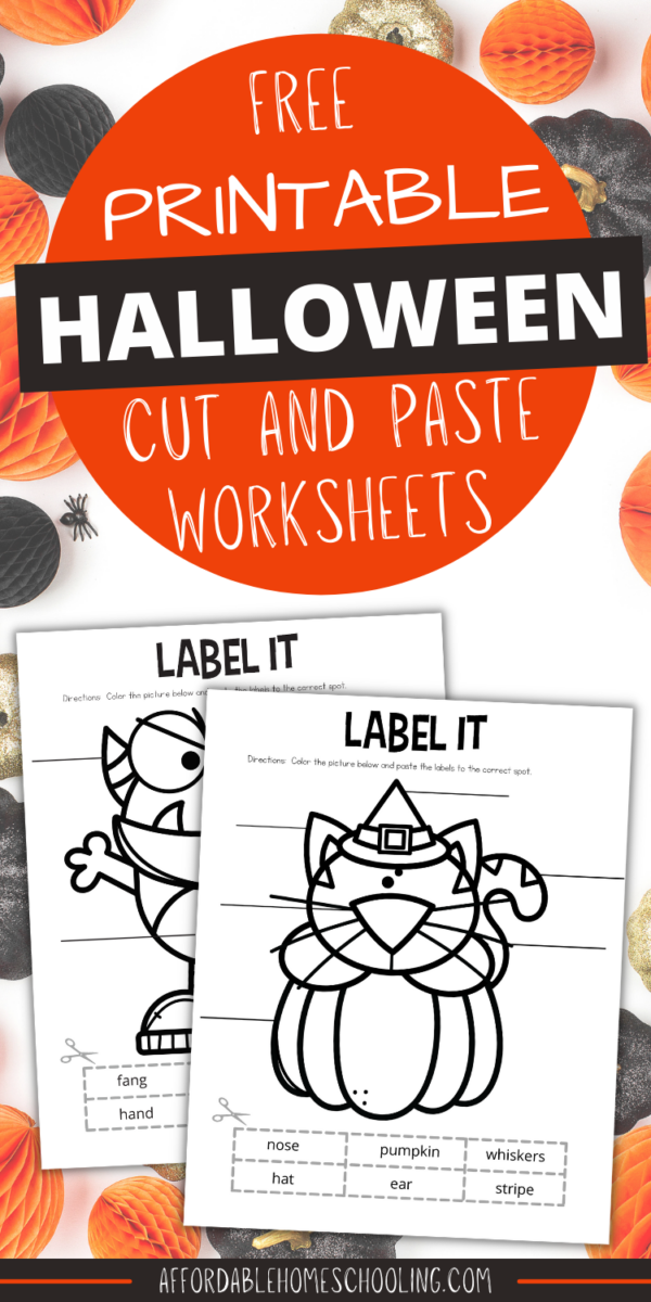 Free Halloween Labels Cut and Paste Worksheets