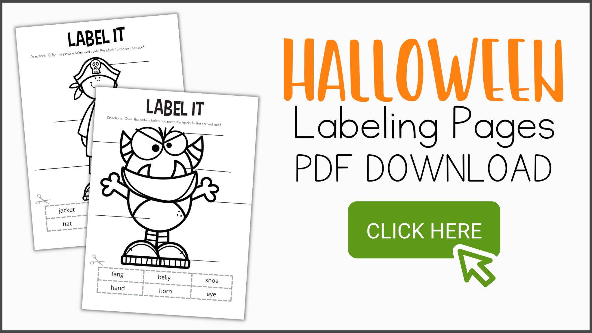 Free Halloween Labels Cut and Paste Worksheets