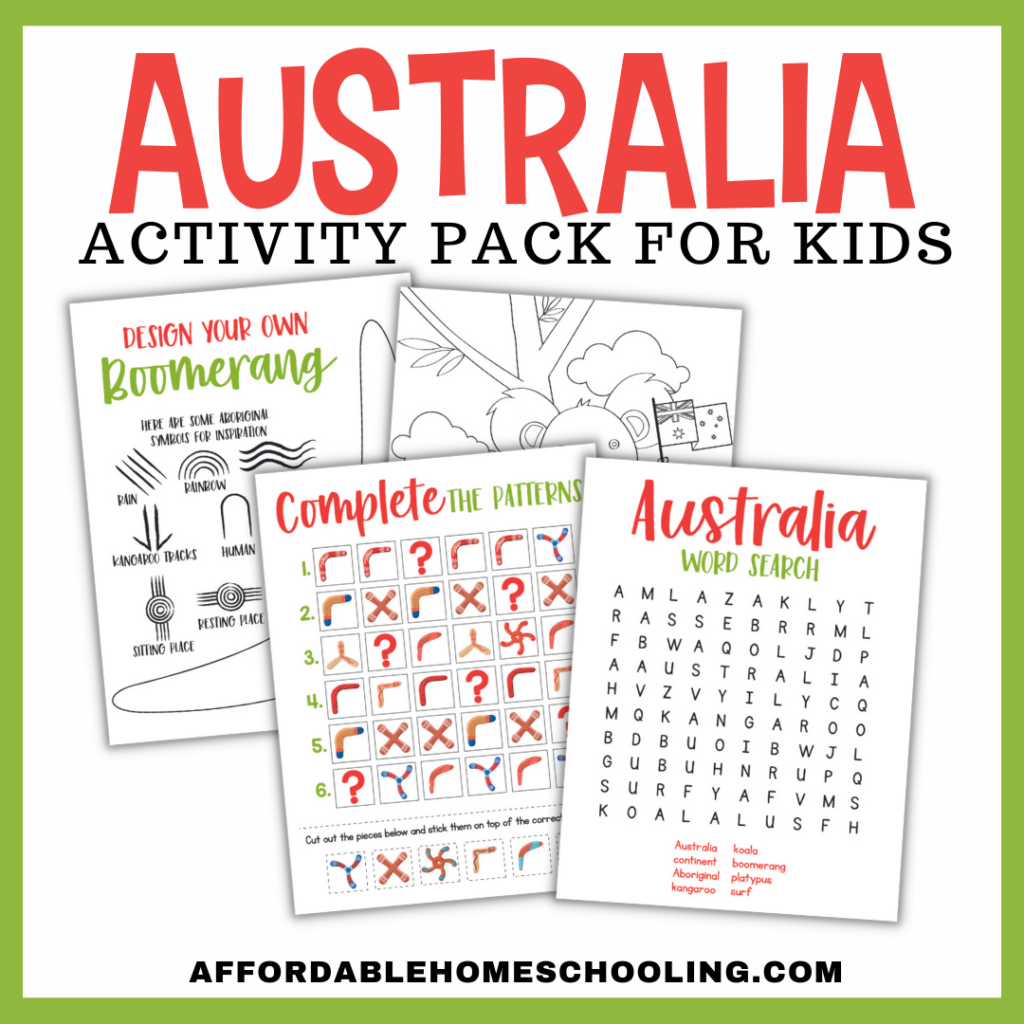 Free Printable Australia Activities for Kids Ages 3-10