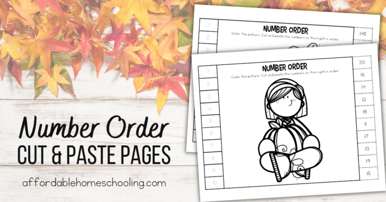 Free Printable Fall Number Order Cut and Paste Worksheets