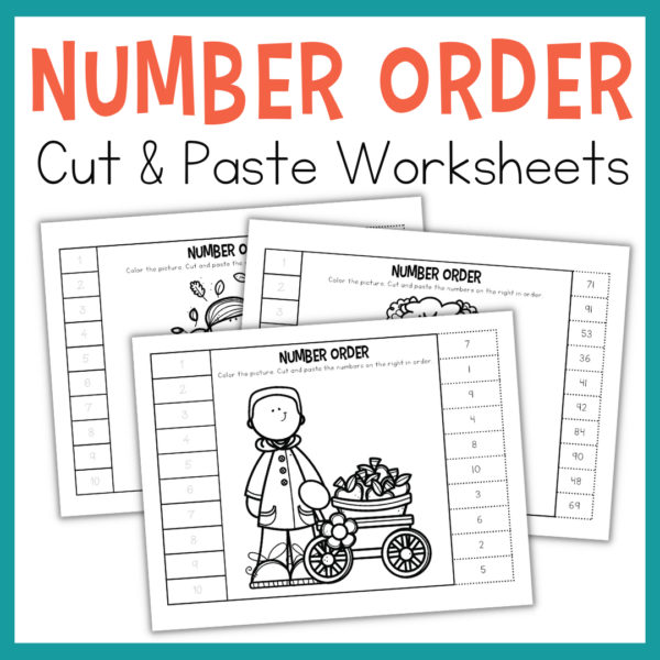 Free Printable Fall Number Order Cut and Paste Worksheets
