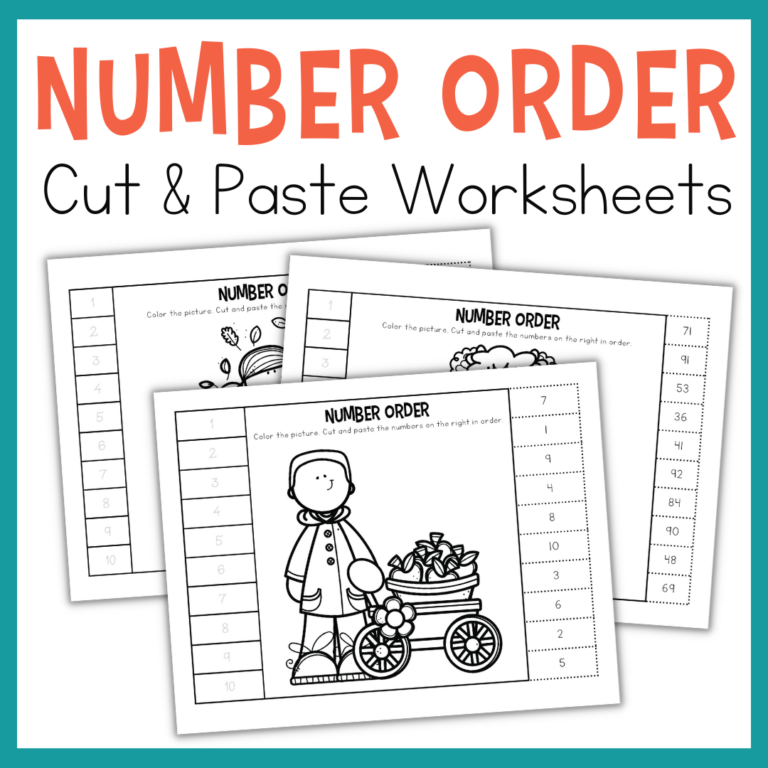 Free Printable Fall Number Order Cut and Paste Worksheets