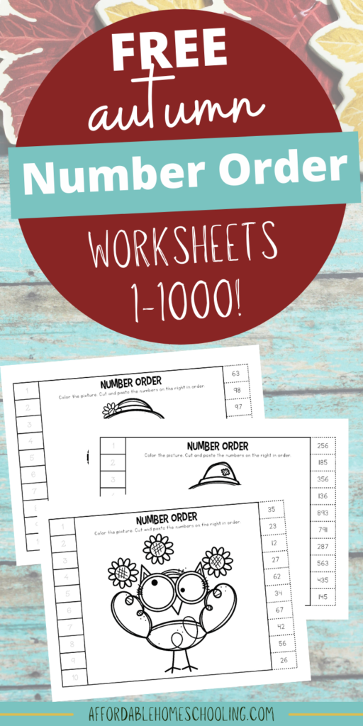 Free Printable Fall Number Order Cut and Paste Worksheets