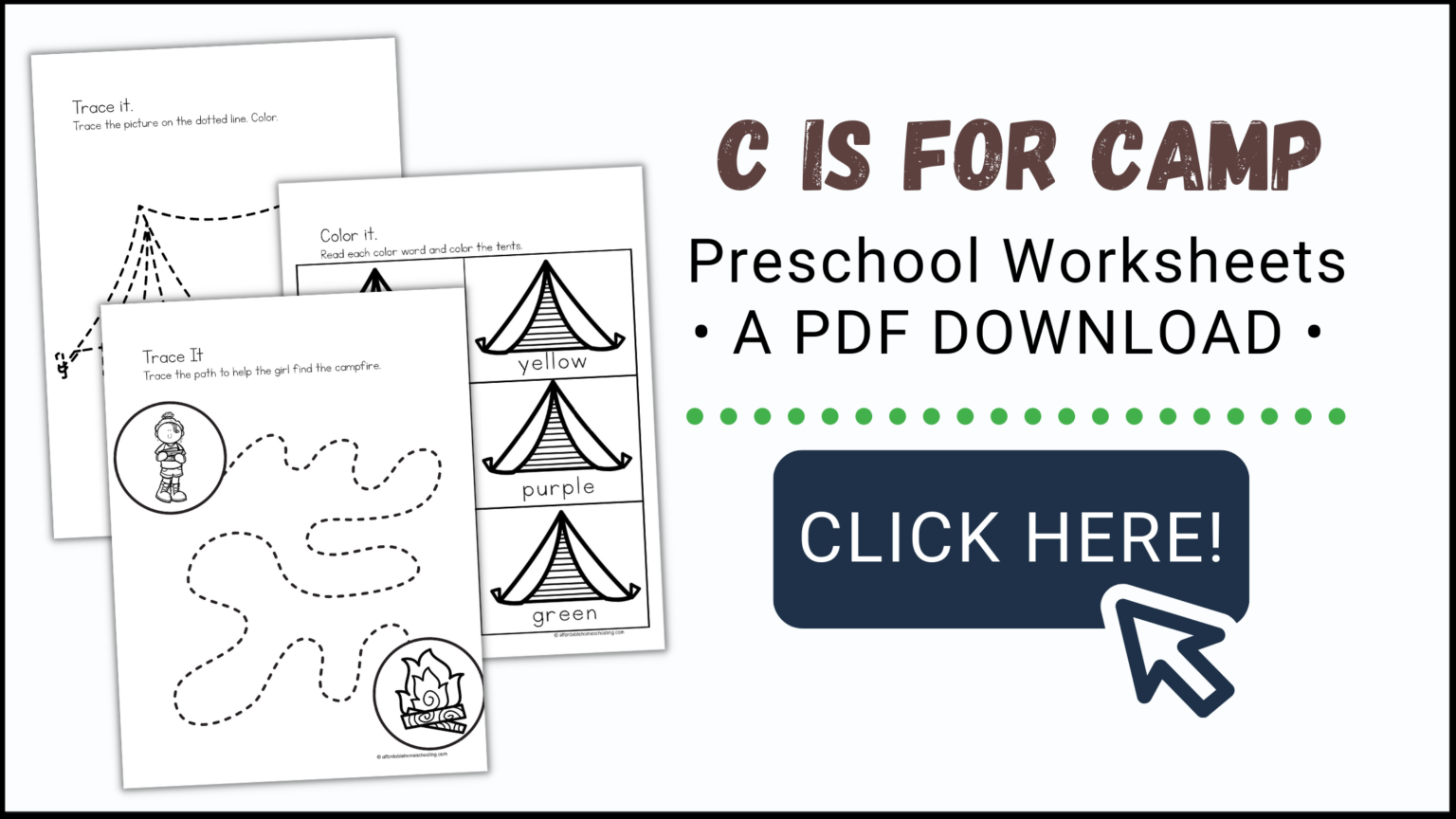 Free Printable Camping Worksheets for Preschoolers