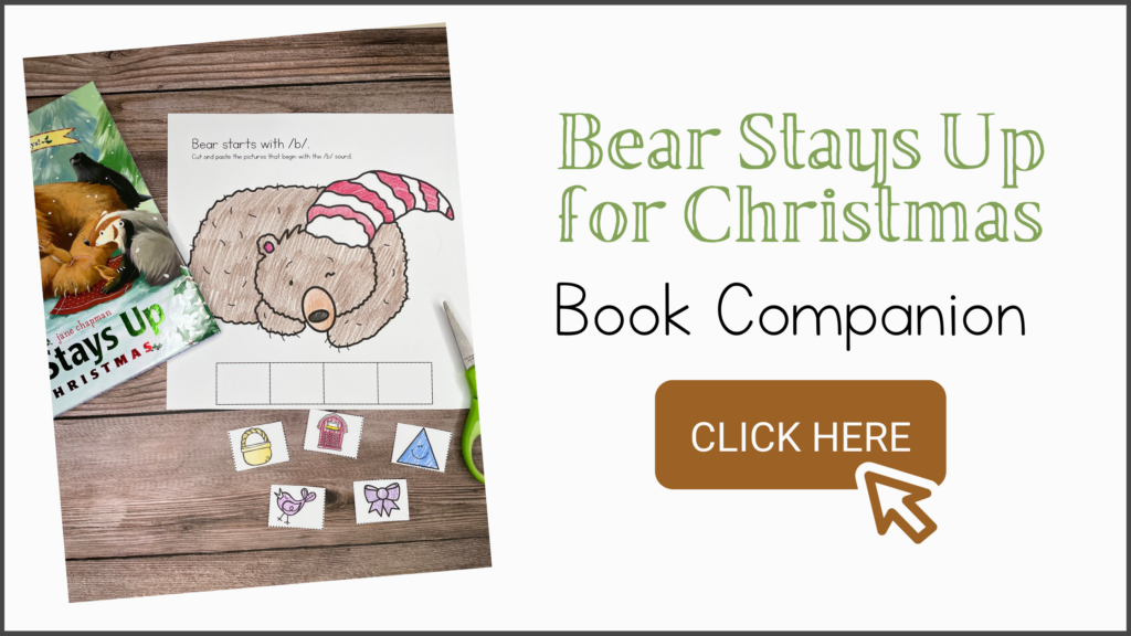 Printable Bear Stays Up for Christmas Preschool Activities