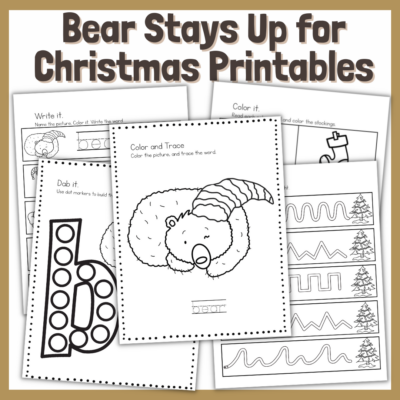 Printable Bear Stays Up for Christmas Preschool Activities
