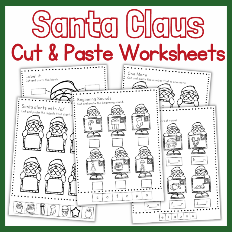 Free Printable Santa Cut and Paste Worksheets
