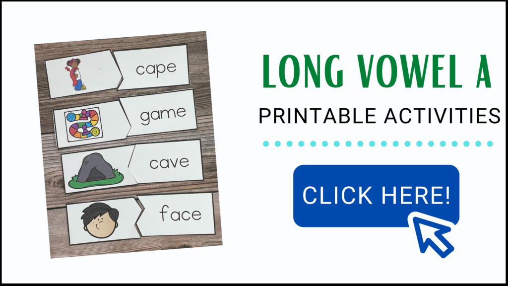 Printable Long Vowel A Activities for Beginning Readers