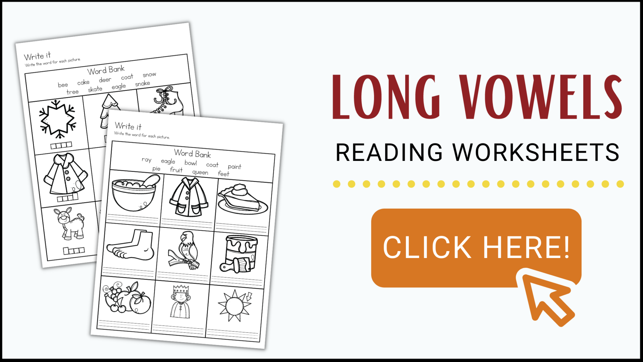 Free Printable Long Vowel Worksheets for Young Readers