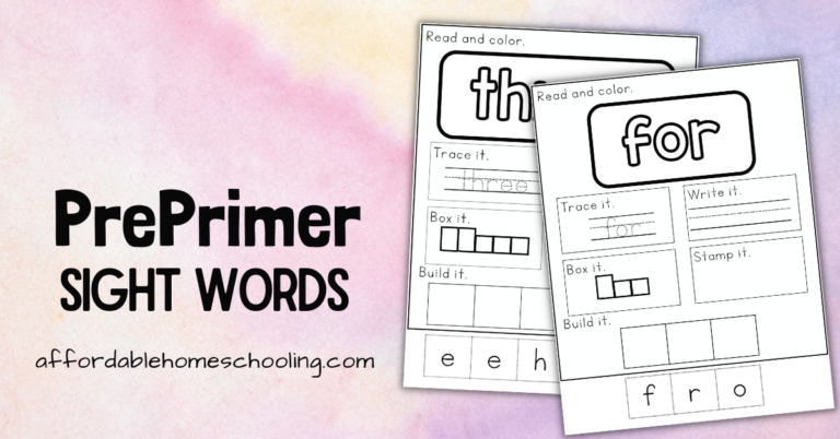 Free Pre-Primer Sight Word Cut and Paste Worksheets