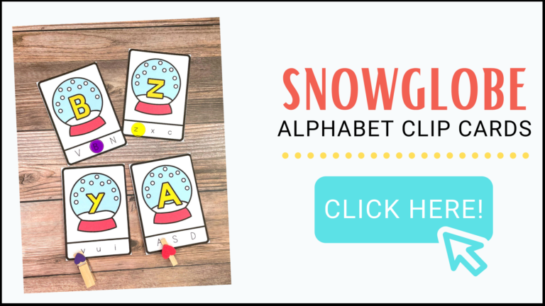 Printable Winter Alphabet Clip Cards for Preschoolers