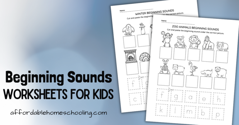 Free Beginning Sounds Cut and Paste Worksheets