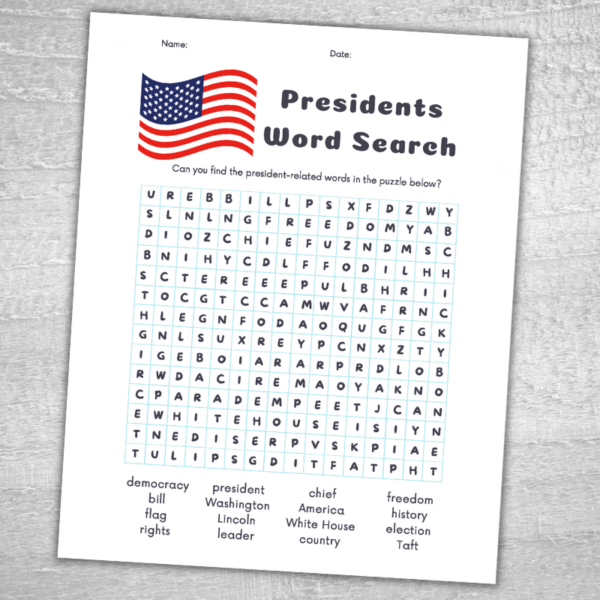 Printable Presidents Day Activities for Elementary Ages