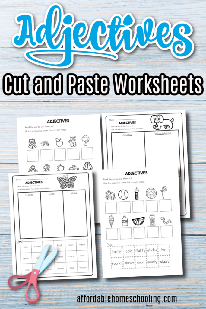 Free Printable Adjectives Cut and Paste Worksheets
