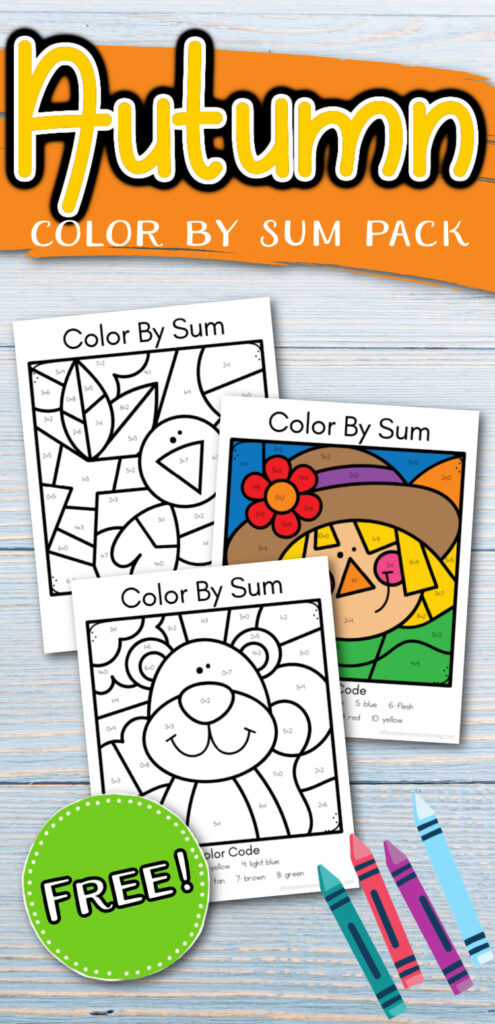 Free Printable Fall Math Worksheets | Color By Sum