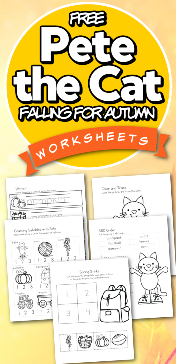 Free Printable Pete the Cat Falling for Autumn Activities