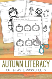 Free Fall Cut and Paste Worksheets | Literacy Fun