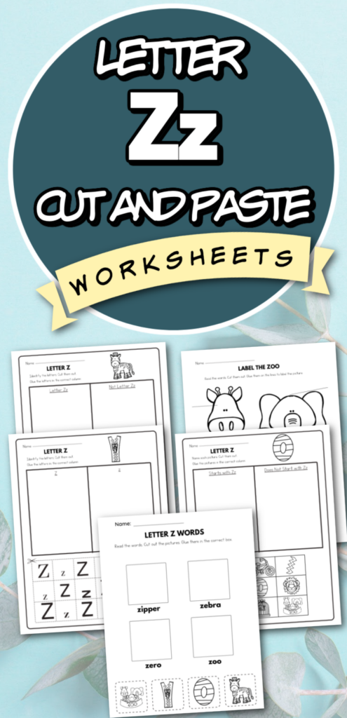 Free Printable Letter Z Cut and Paste Worksheets