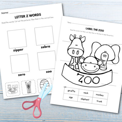 Free Printable Letter Z Cut and Paste Worksheets