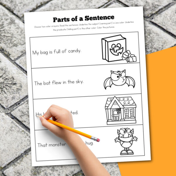 Free Printable Halloween Sentences for First Grade