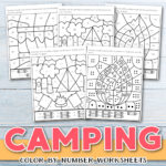 Camping Color by Number | Practice Math Skills with a Fun Theme