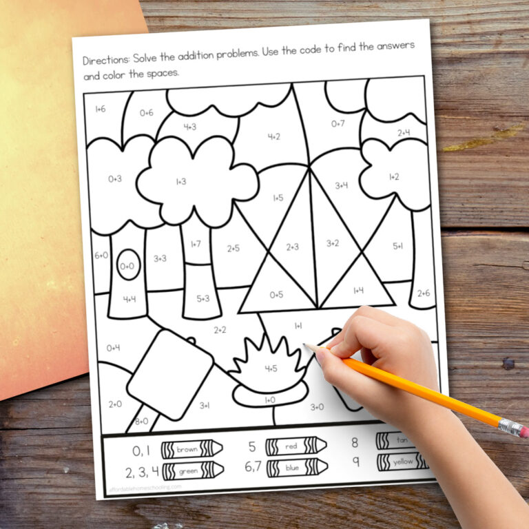 Camping Color by Number | Practice Math Skills with a Fun Theme