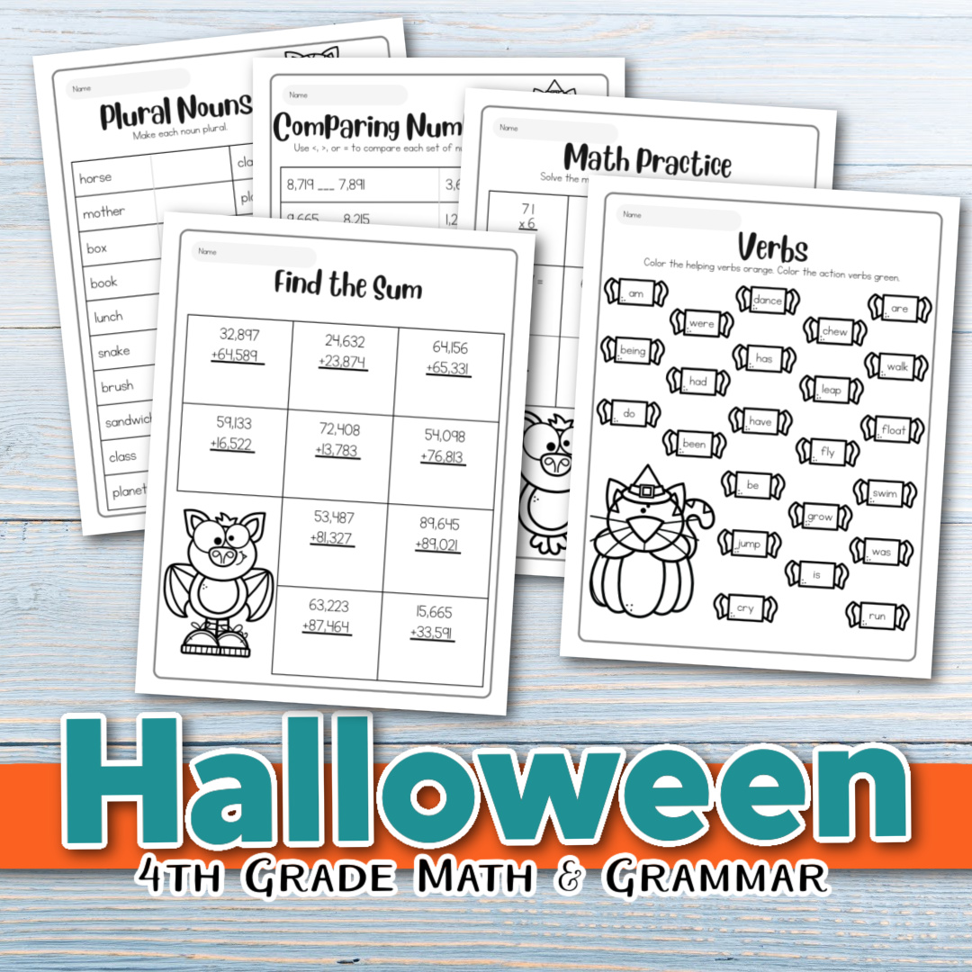 Free Halloween Worksheets for 4th Grade