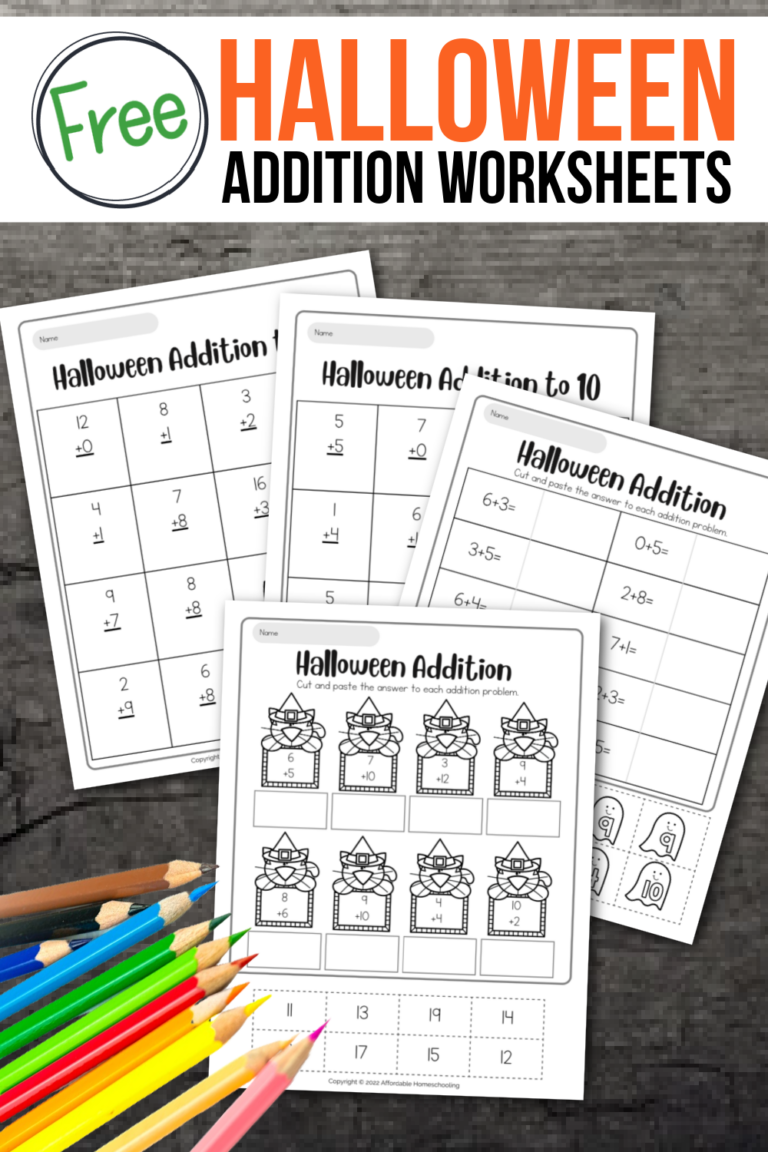 Free Printable Halloween Addition Worksheets