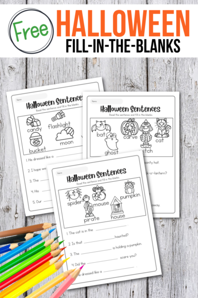 Free Halloween Fill in the Blanks Worksheets