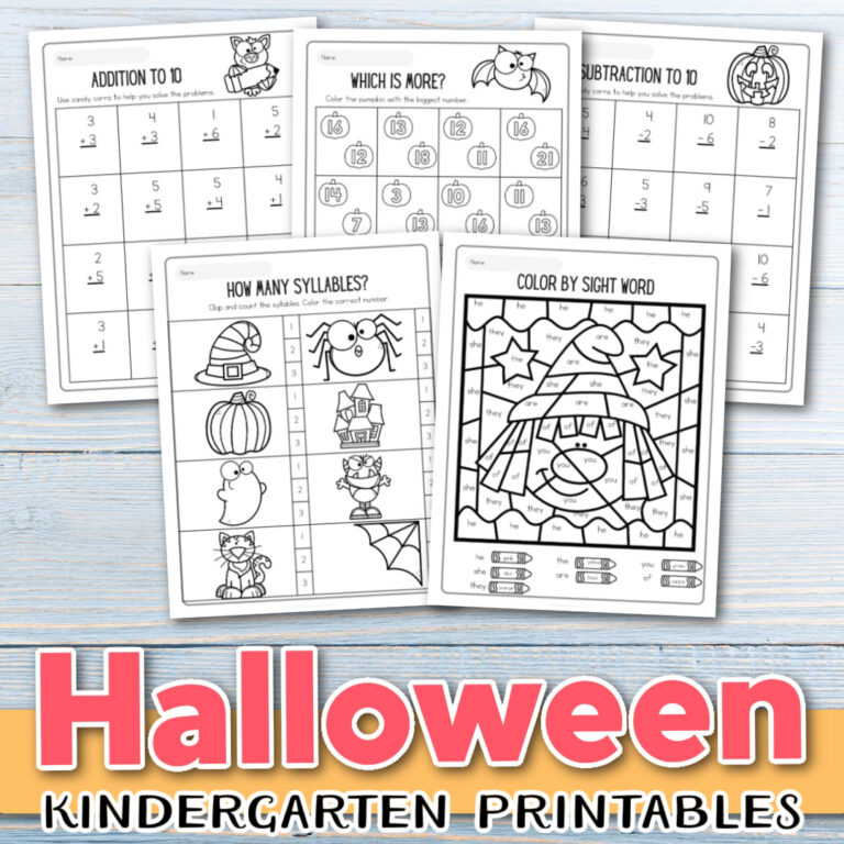 Kindergarten Halloween Printables | Math and Grammar