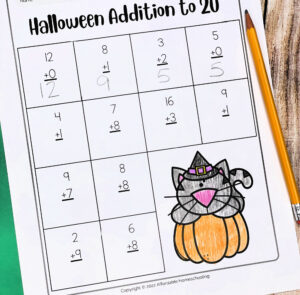 Free Printable Halloween Addition Worksheets