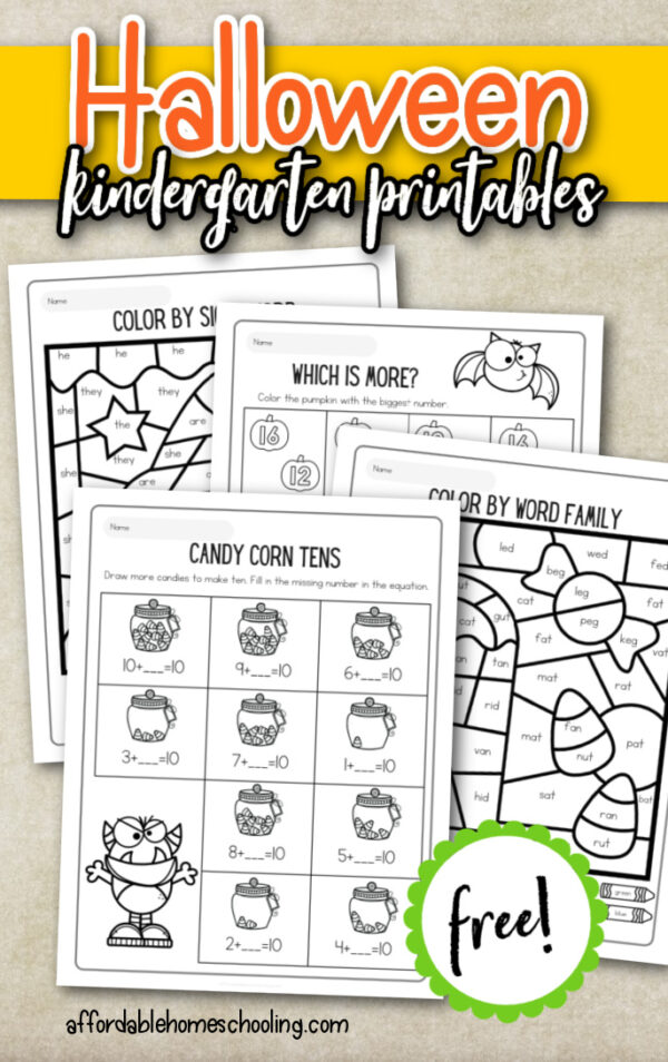 Kindergarten Halloween Printables | Math and Grammar