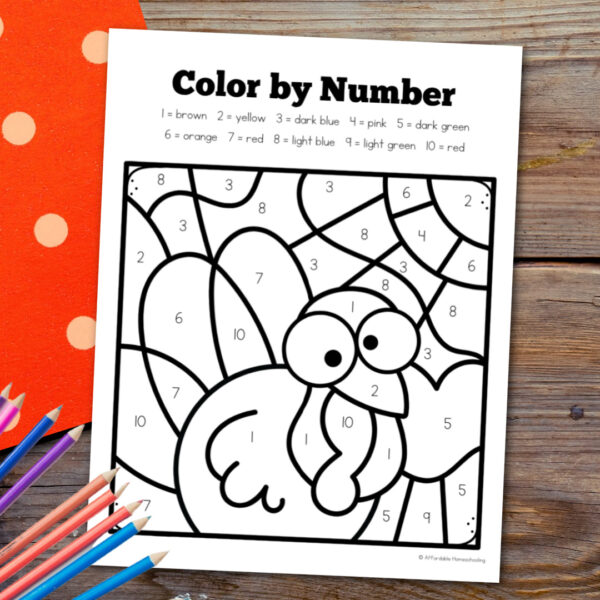 Turkey Color by Number Worksheet