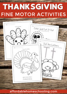 Free Printable Thanksgiving Fine Motor Activities