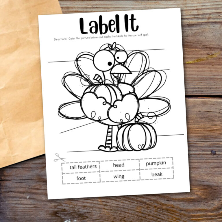 Free Printable Parts of a Turkey Worksheet