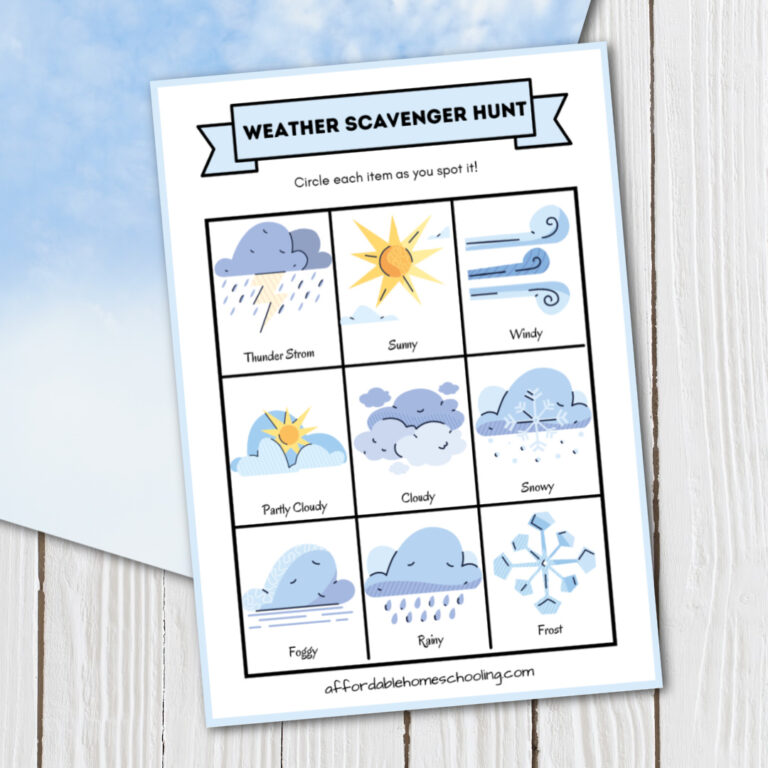 Free Printable Weather Scavenger Hunt for Preschoolers