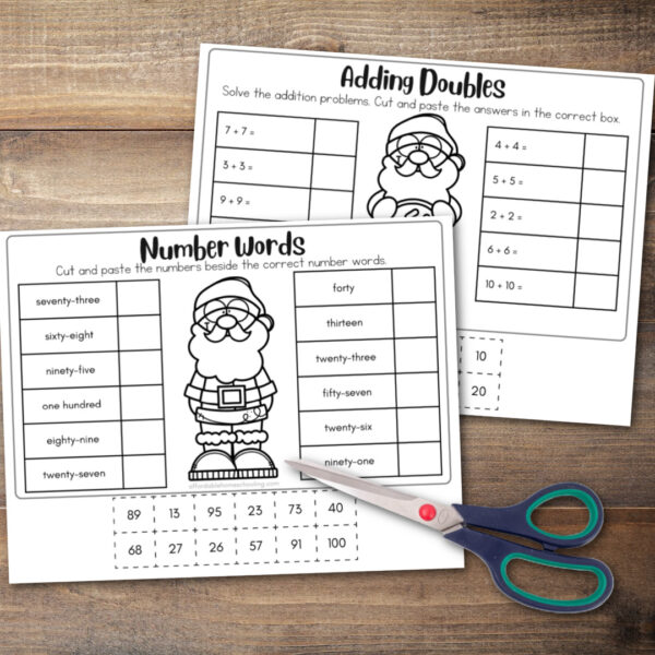 Free Printable Santa Cut and Paste Worksheets
